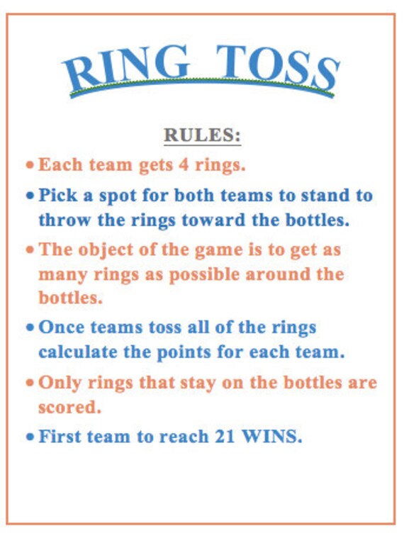 Ring Toss Game Rules Etsy