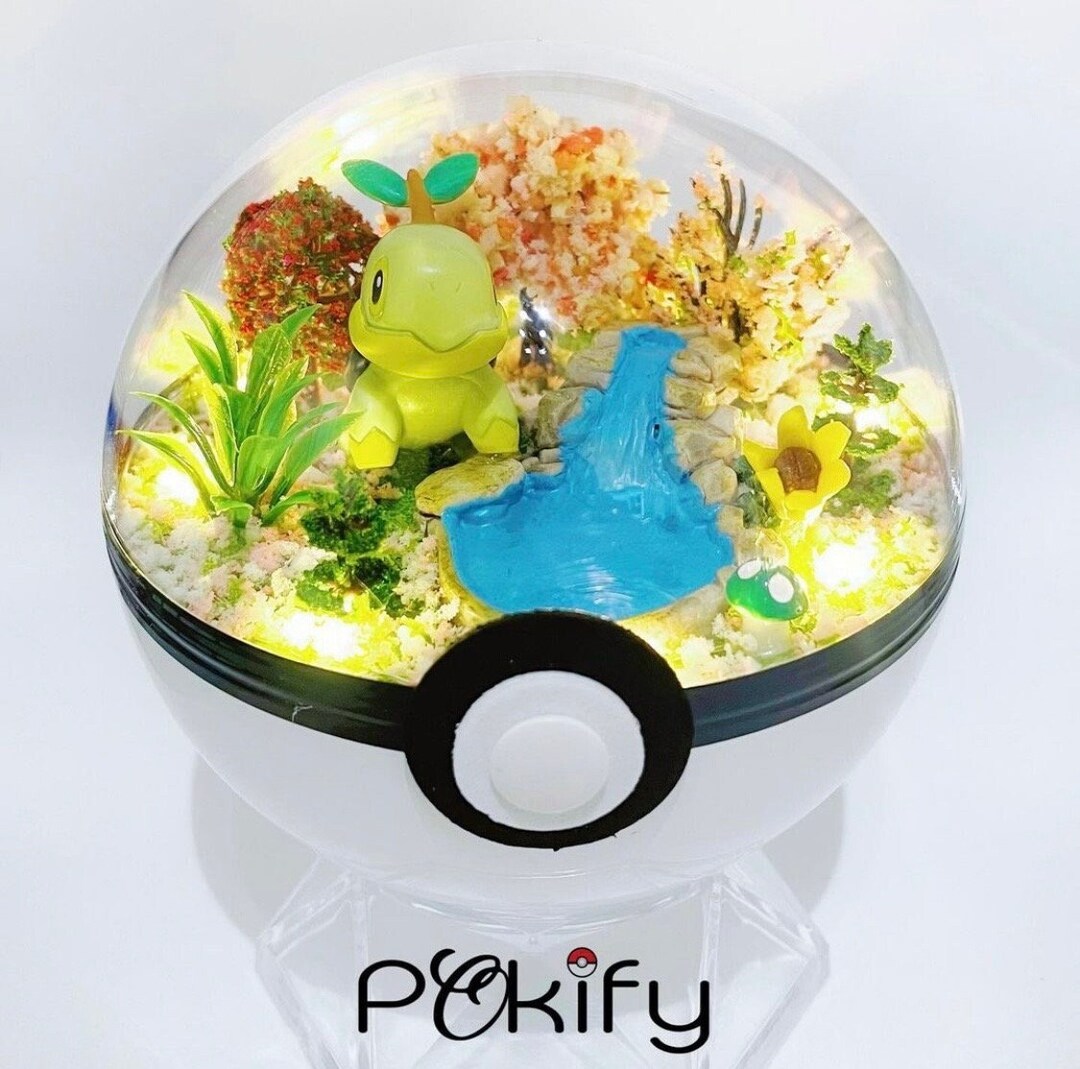 Turtwig Pokemon Terrarium Diorama Dome Pokeball Planter Action - Etsy