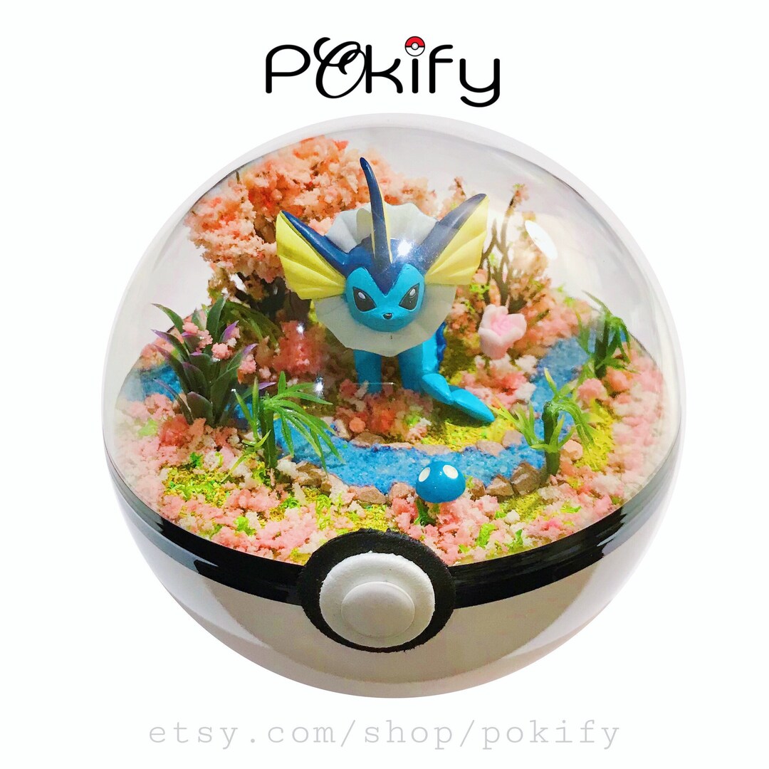 Vaporeon Pokemon Terrarium Diorama Dome Pokeball Planter Action Figure ...