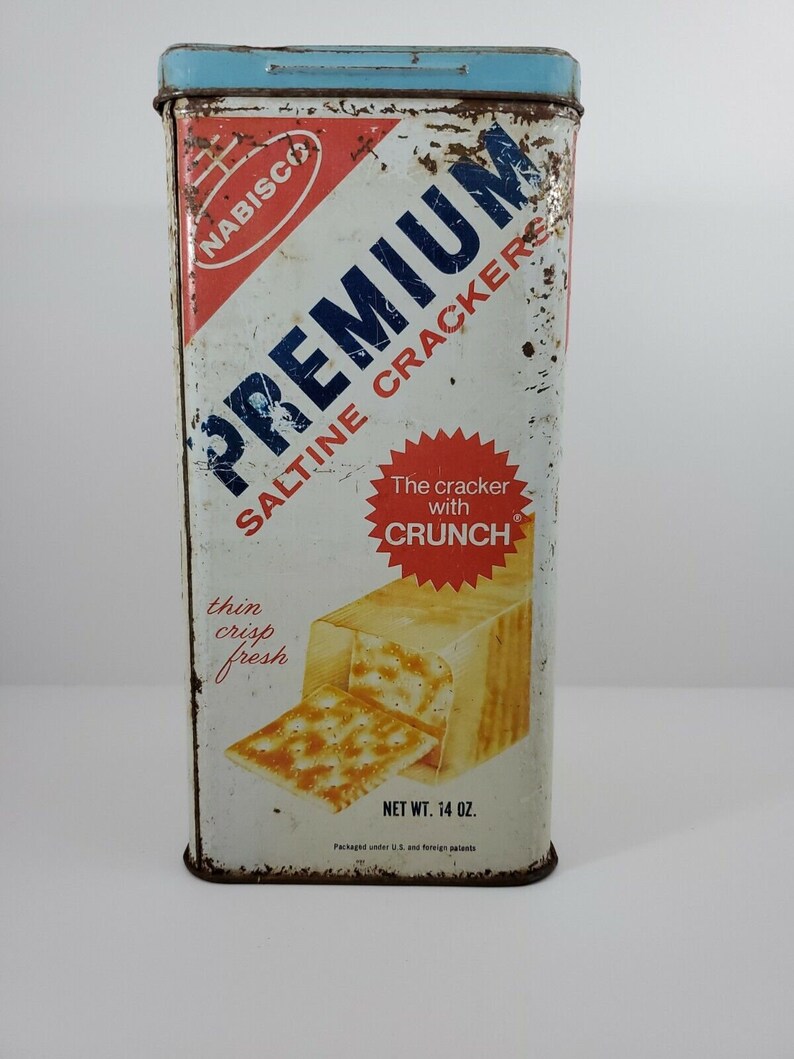 Vintage 1960's Nabisco Premium Saltine Crackers 14 Oz Tin Metal ...