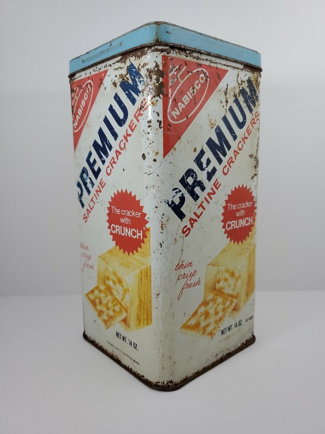 Vintage 1960's Nabisco Premium Saltine Crackers 14 Oz Tin Metal ...