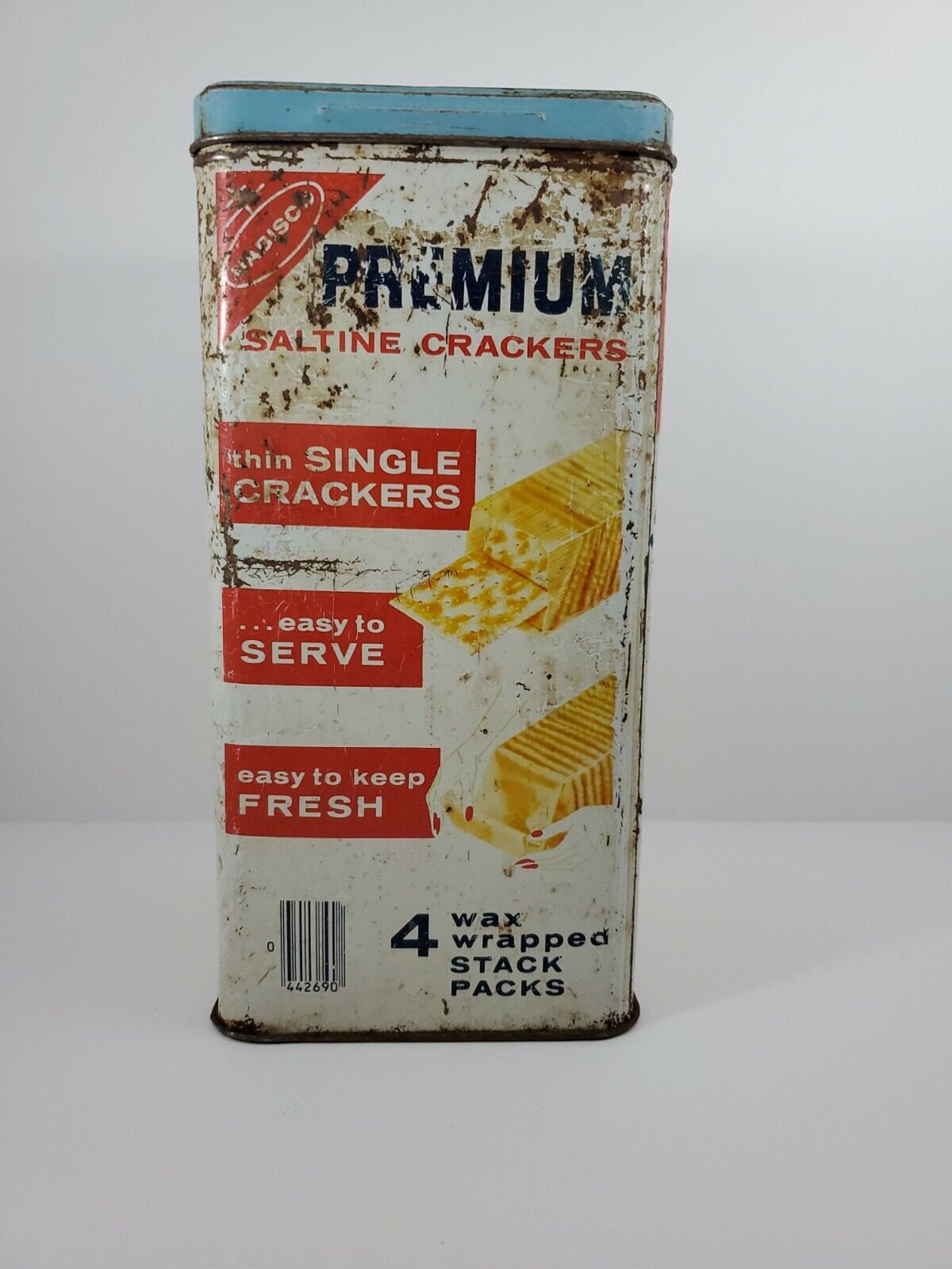 Vintage 1960's Nabisco Premium Saltine Crackers 14 Oz Tin Metal ...