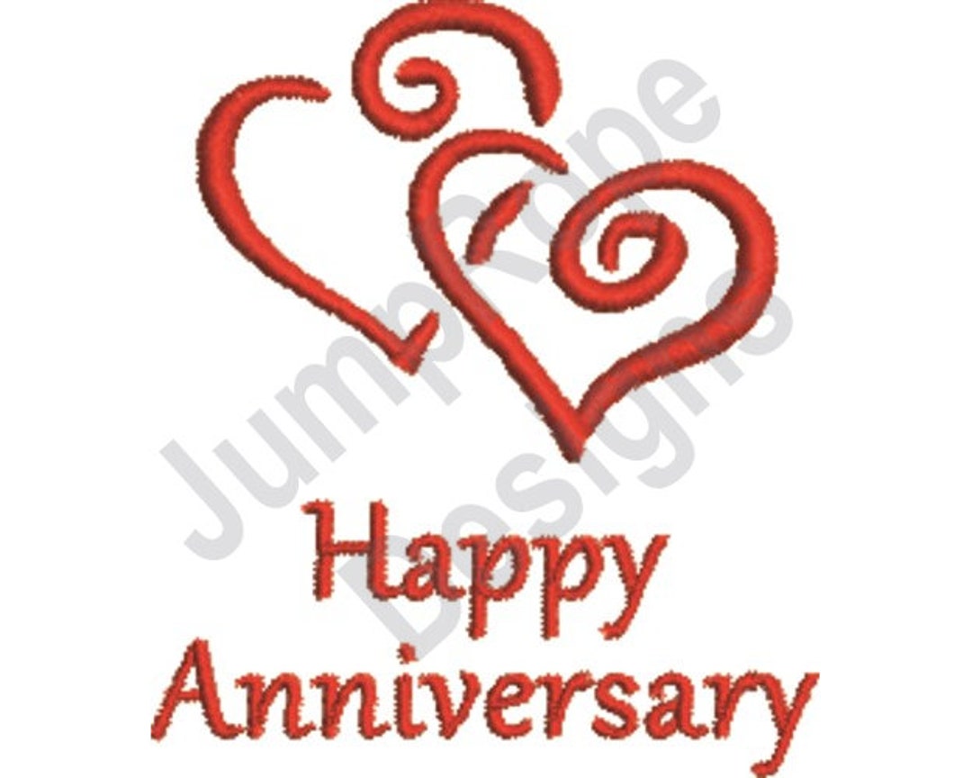 Twin Hearts Happy Anniversary - Machine Embroidery Design - Etsy
