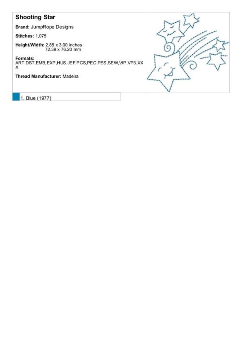 Shooting Star Machine Embroidery Design | Etsy