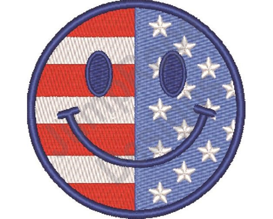 Usa Smiley Machine Embroidery Design - Etsy