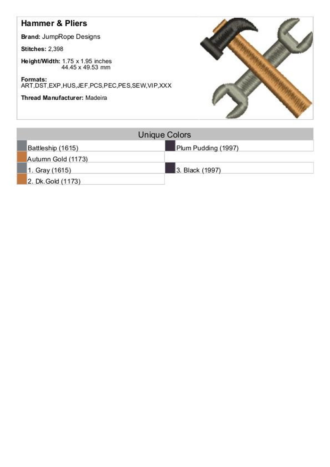 Hammer & Wrench Machine Embroidery Design - Etsy