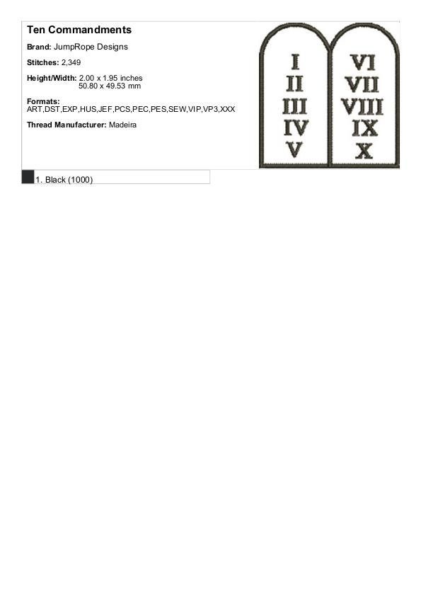 Ten Commandments Machine Embroidery Design - Etsy