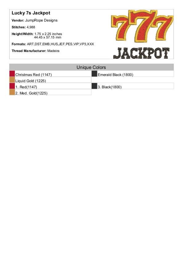 Lucky 7S Jackpot Machine Embroidery Design - Etsy