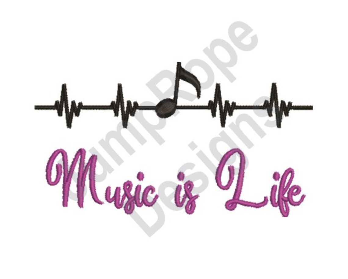 Music is Life - Machine Embroidery Design - Etsy