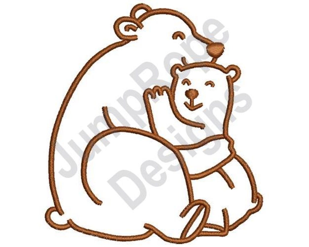 Bear & Cub Outline - Machine Embroidery Design - Etsy