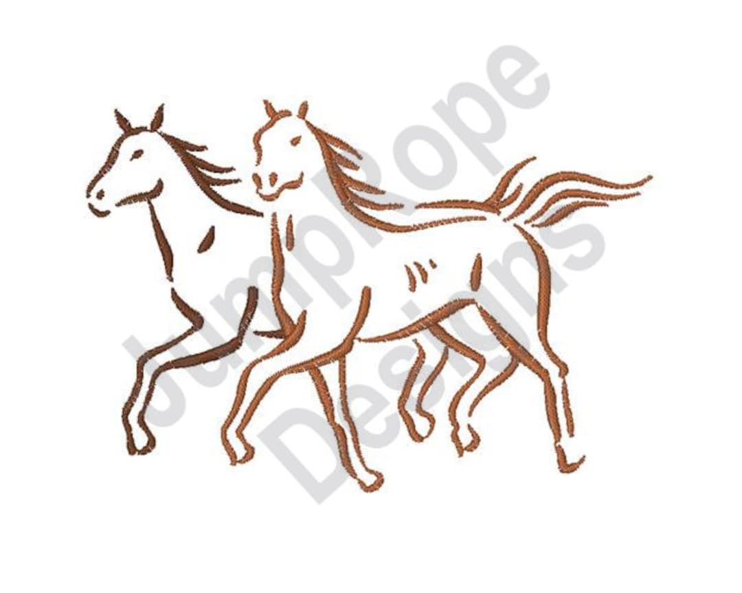 Outline Horses Machine Embroidery Design - Etsy