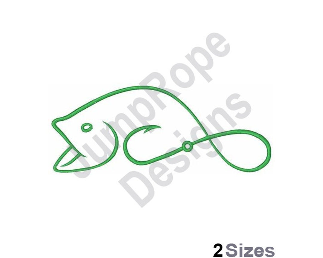Fish & Hook - Machine Embroidery Design - 2 Sizes - Etsy