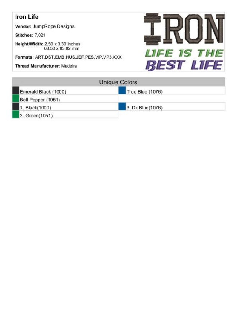 Iron Life Machine Embroidery Design | Etsy