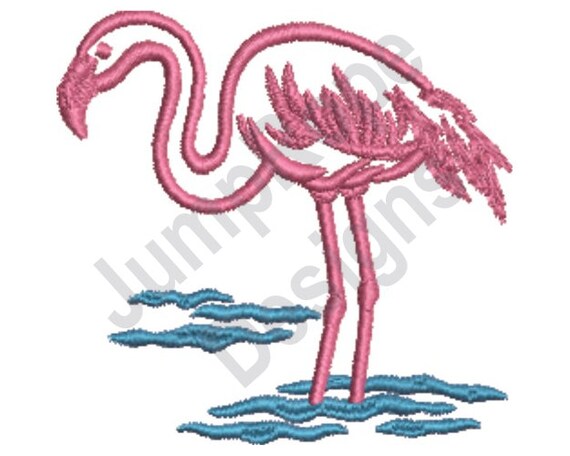 Pink Flamingo Machine Embroidery Design | Etsy