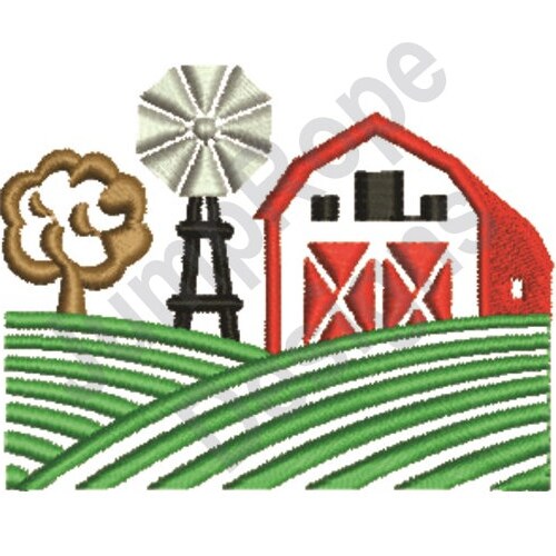 Red Barn Scene Machine Embroidery Design - Etsy