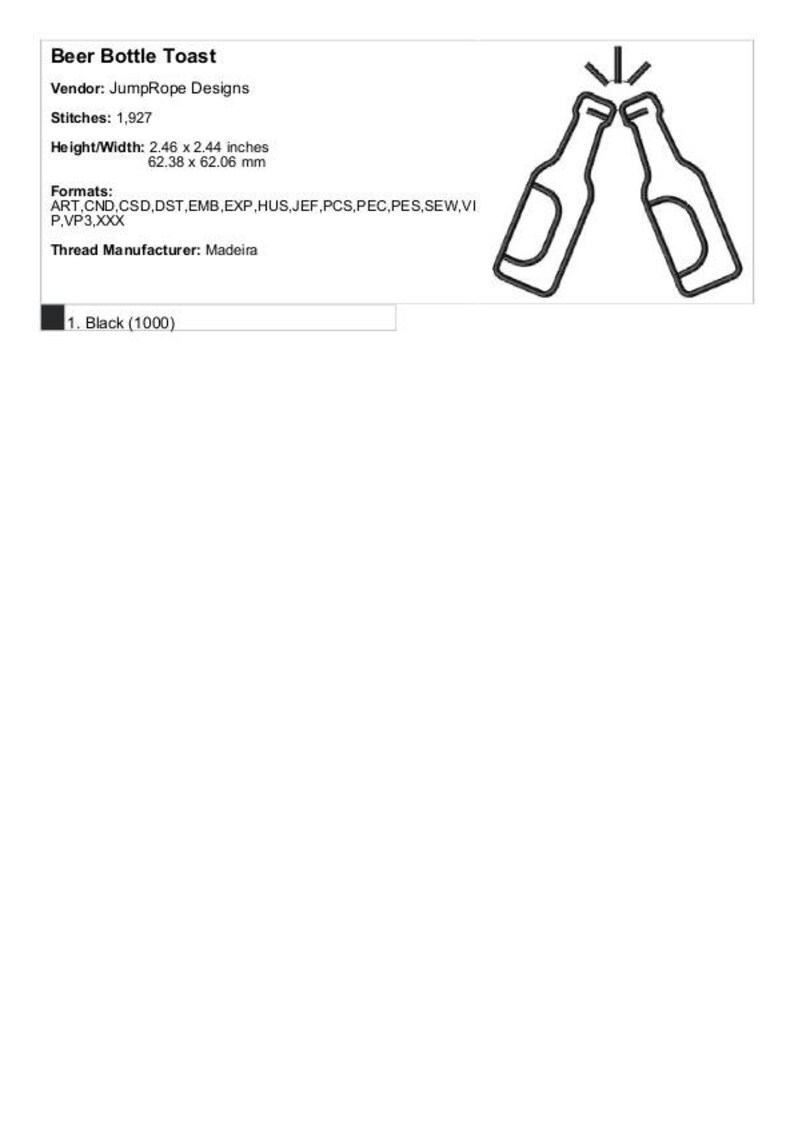 Beer Bottle Toast Machine Embroidery Design - Etsy