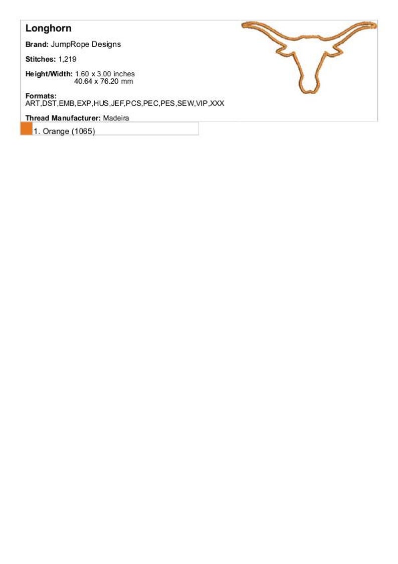 Longhorn Machine Embroidery Design | Etsy