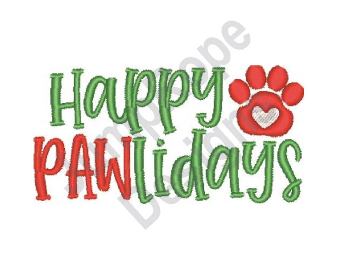 Happy Pawlidays - Machine Embroidery Design - Etsy