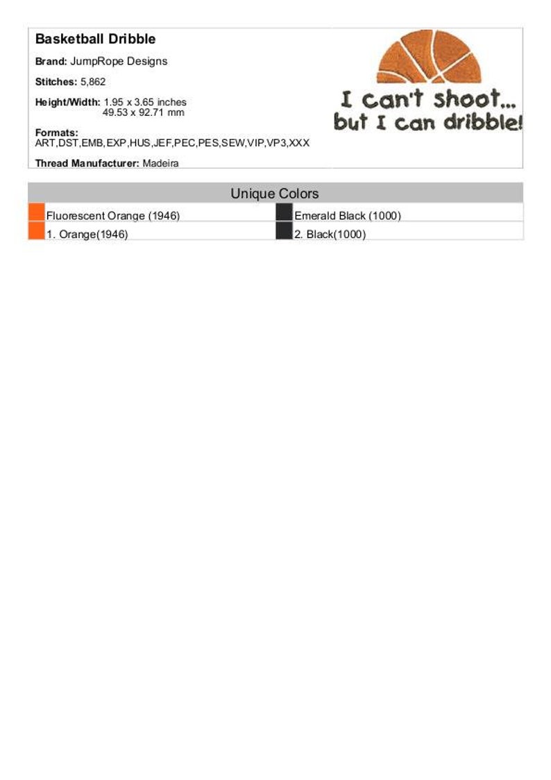 Basketball Dribble Machine Embroidery Design | Etsy