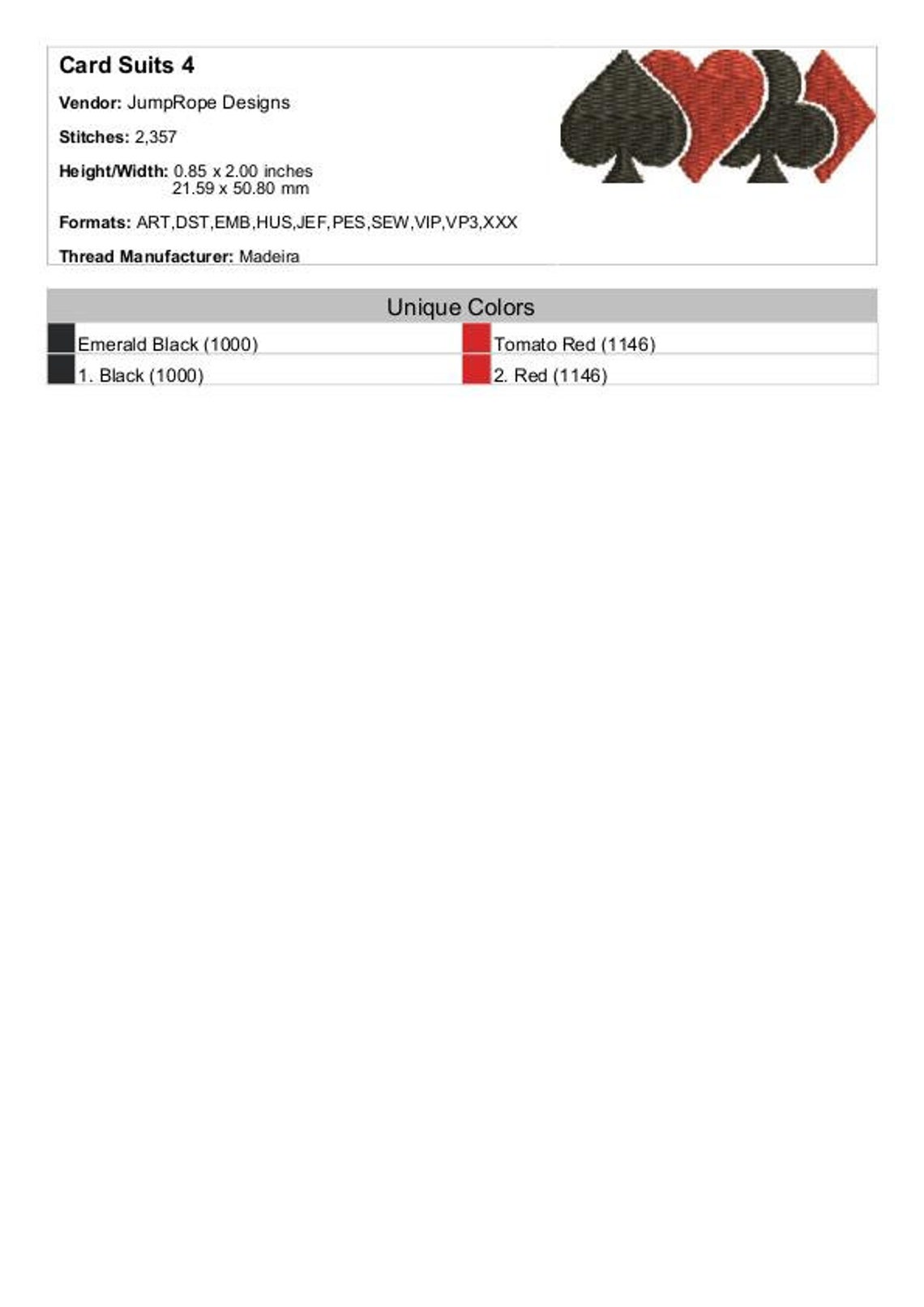 Card Suits 4 Machine Embroidery Design - Etsy