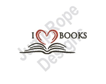 Reading Books Heart - Machine Embroidery Design - 3 Sizes, I Love to ...