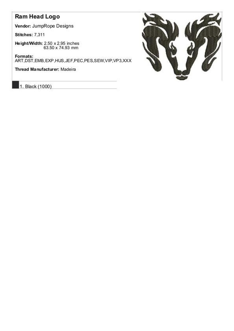 Ram Head Logo Machine Embroidery Design 2 Sizes - Etsy