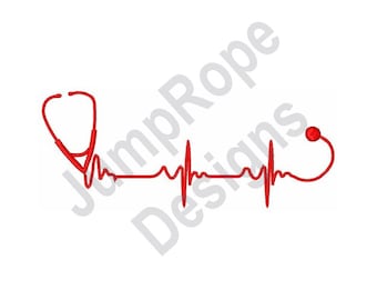 Heartbeat Stethoscope Embroidery Design, Doctor Embroidery Designs ...
