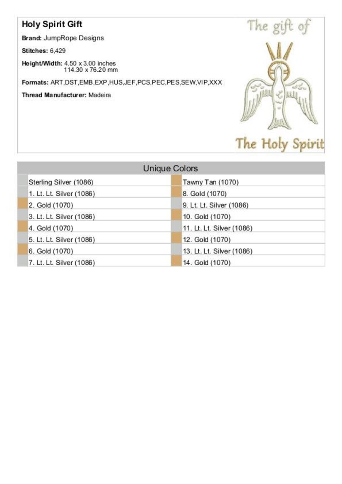 Holy Spirit Gift Machine Embroidery Design - Etsy