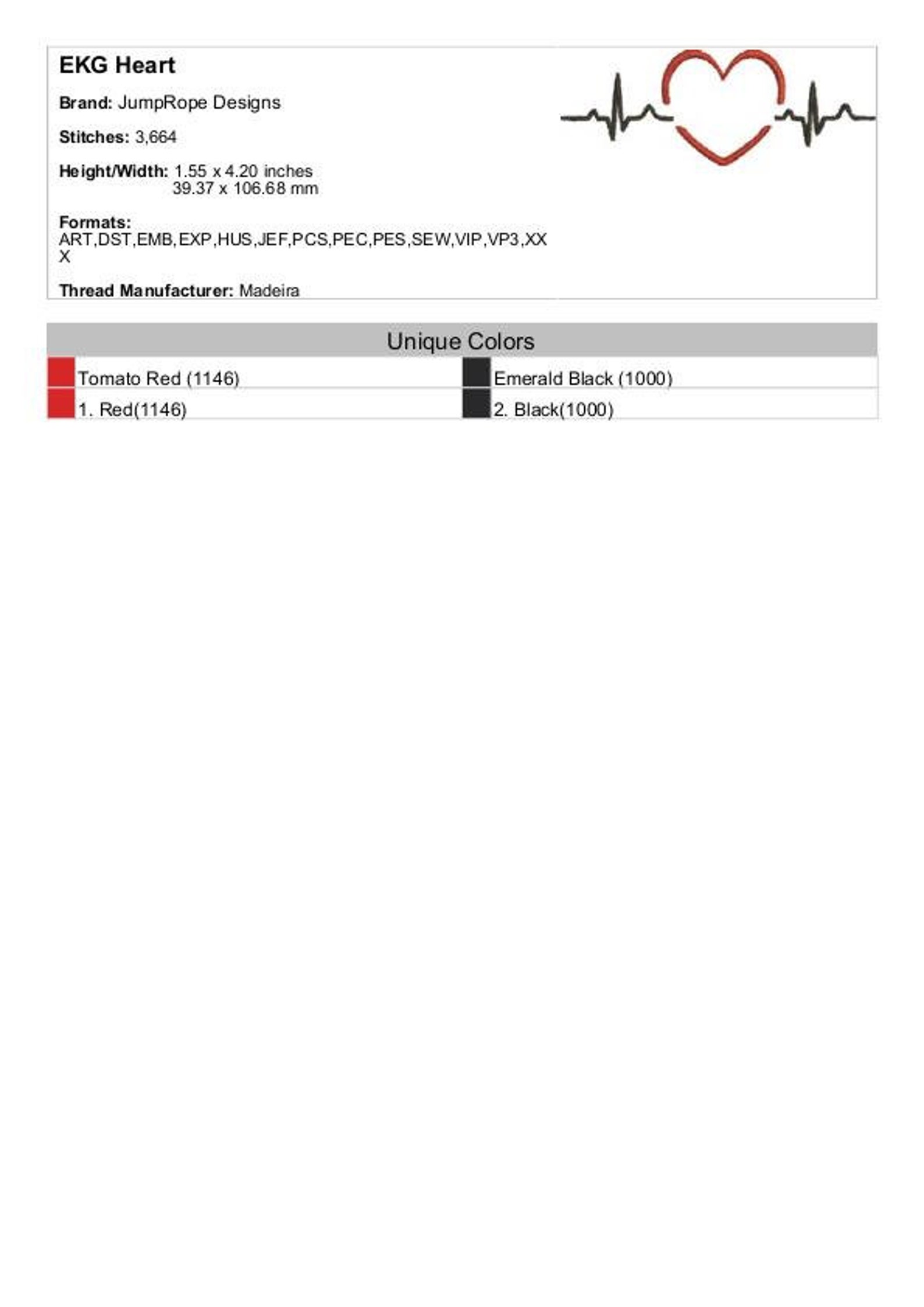 Ekg Heart for Monogram Machine Embroidery Design | Etsy