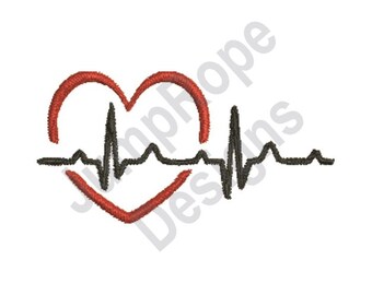 Ekg Heart for Monogram Machine Embroidery Design | Etsy