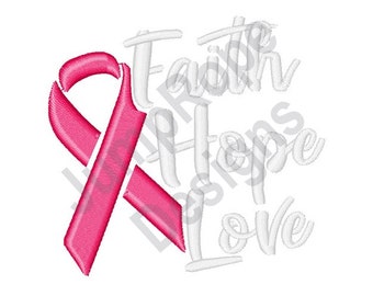 Embroidery Design Pattern Cancer Awareness Ribbon Tree, Faith, Hope ...
