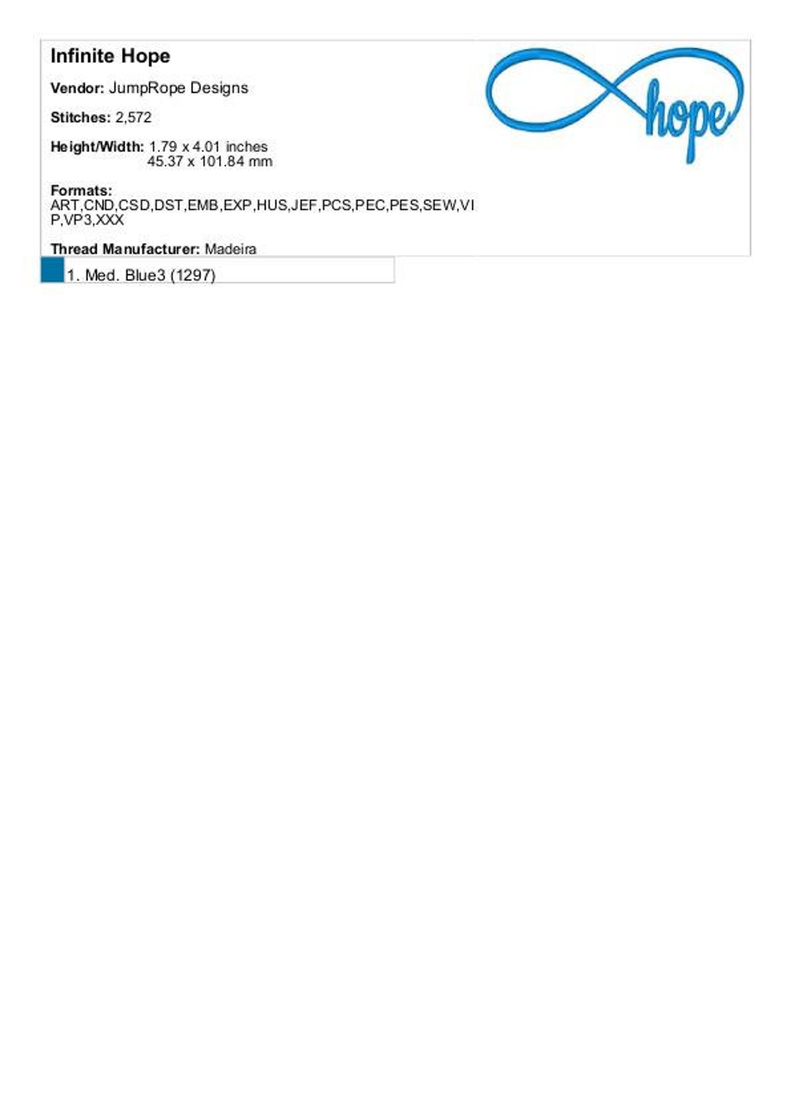 Infinite Hope Machine Embroidery Design | Etsy