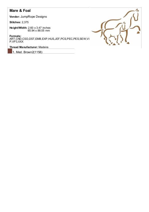 Mare & Foal - Machine Embroidery Design - 2 Sizes - Etsy
