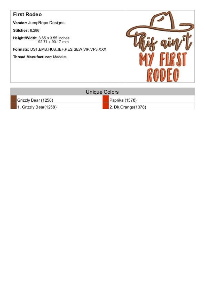 First Rodeo Machine Embroidery Design - Etsy
