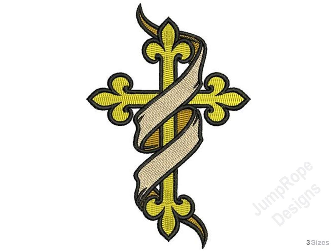 Cross Flourish - Machine Embroidery Design - 3 Sizes - Etsy