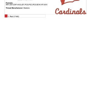 Cardinal Mascot Machine Embroidery Design | Etsy