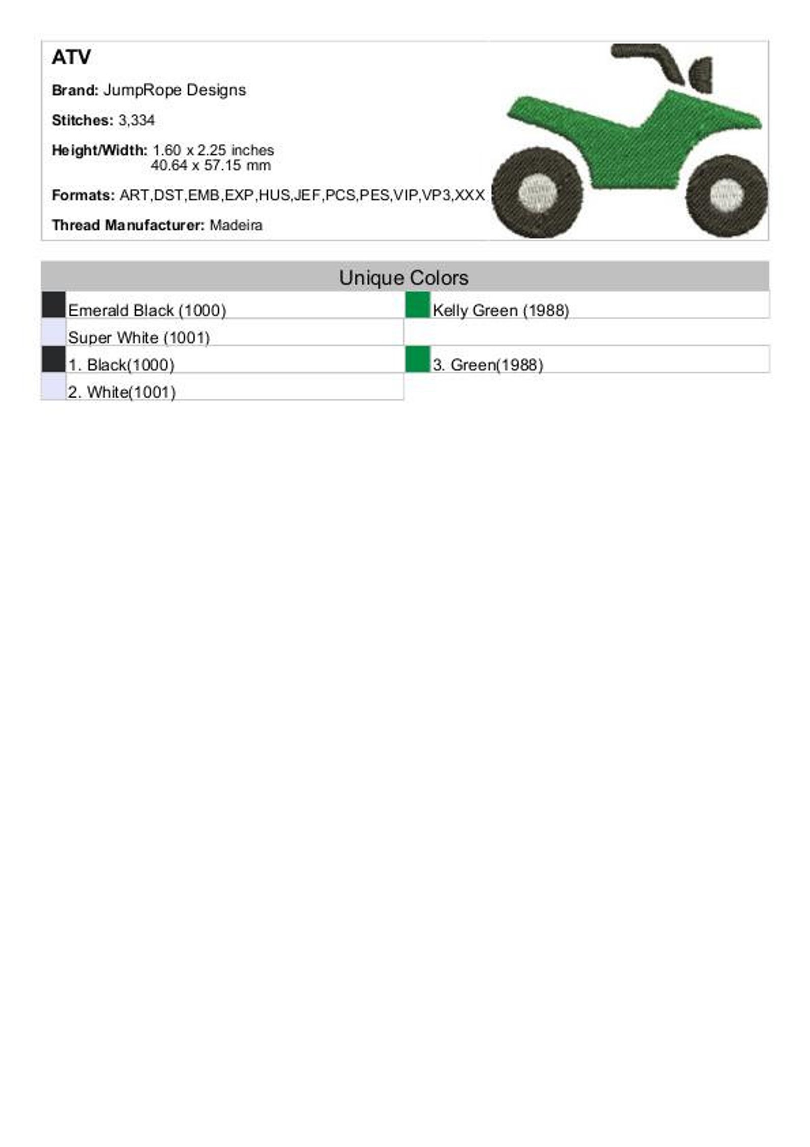 Atv Machine Embroidery Design | Etsy