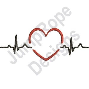 Ekg Heart for Monogram - Machine Embroidery Design - Etsy