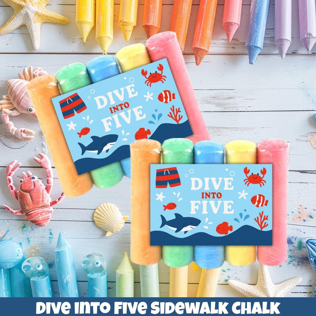 Dive Into Five Sidewalk Chalk Favors: Ocean Birthday Party - Etsy