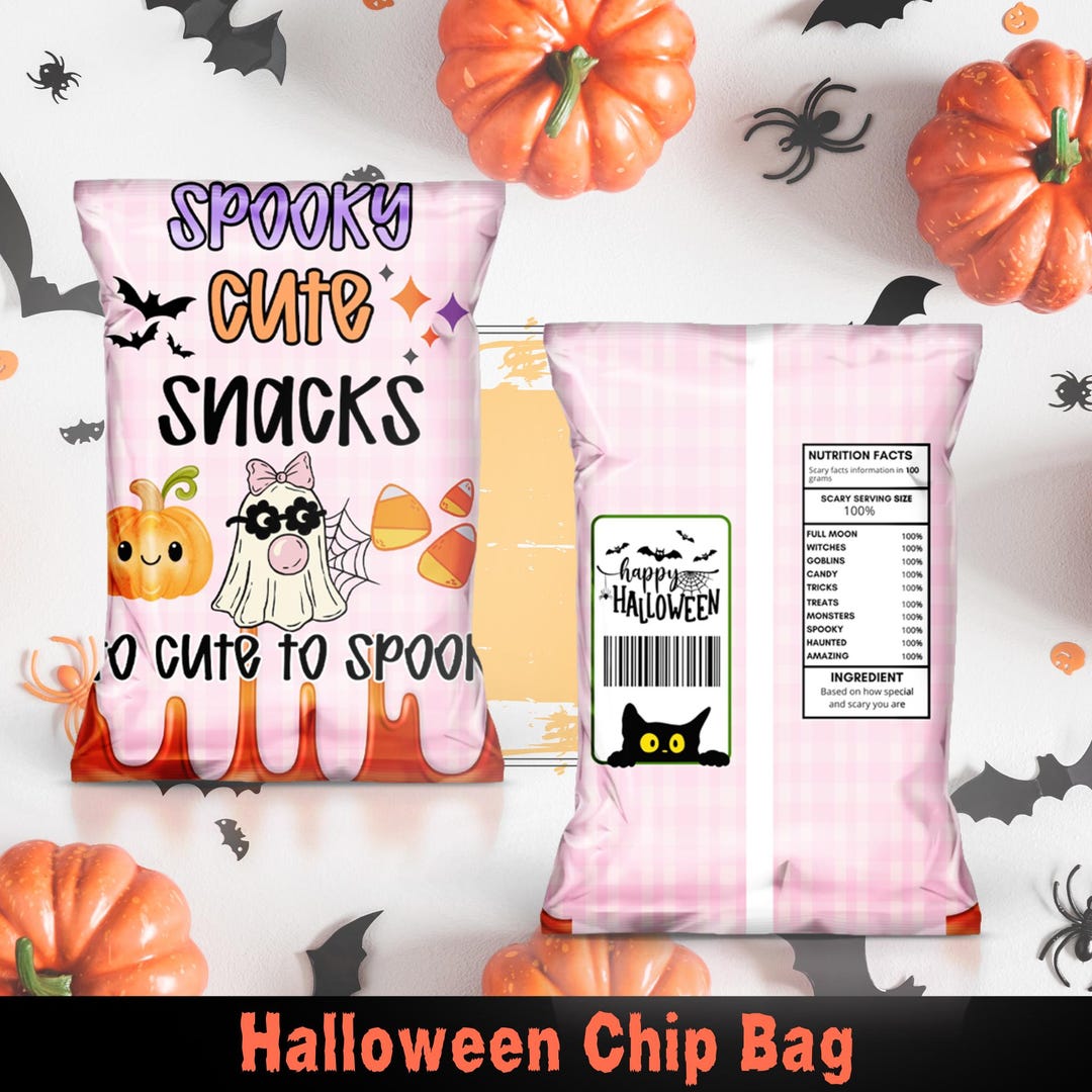 Spooky Cute Snacks Chip Bag | Halloween Chip Bag Digital Download ...