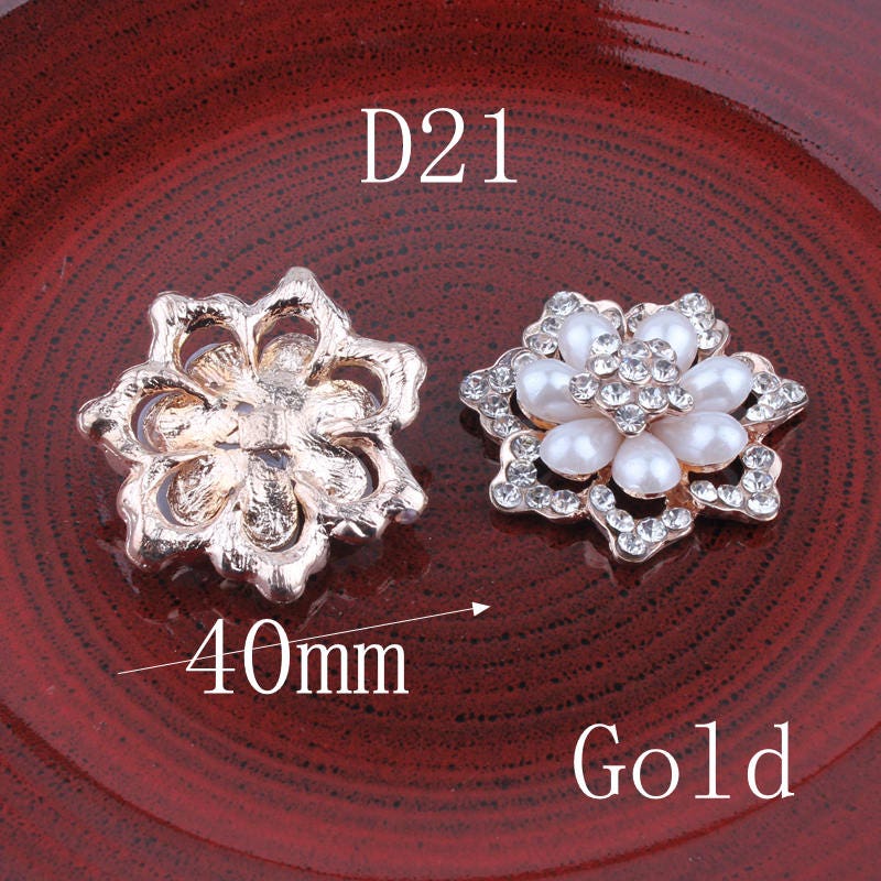 Vintage Handmade Metal Decorative Buttons With Crystal Pearls - Etsy