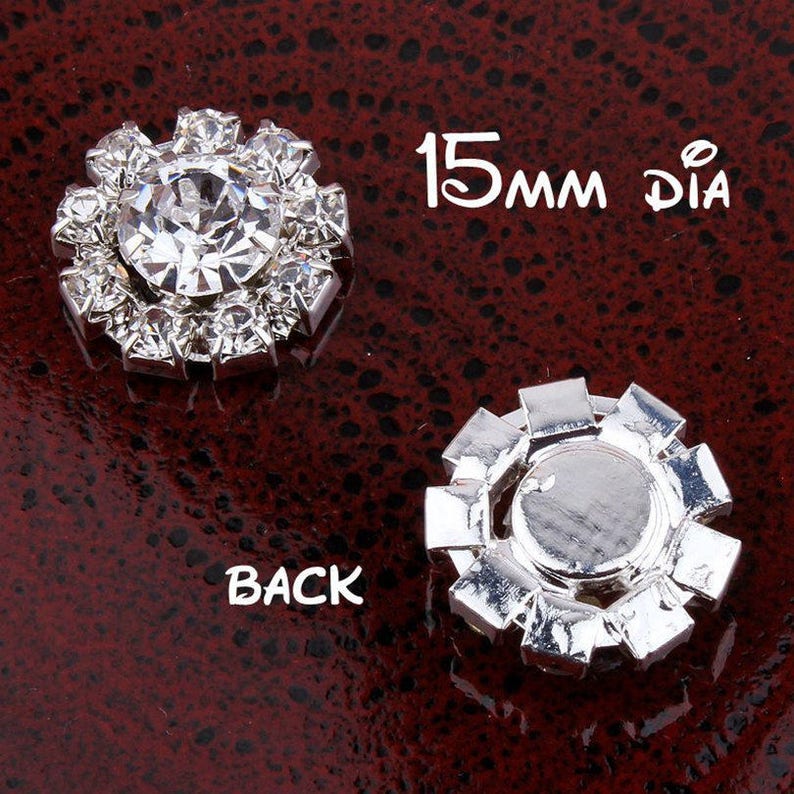 15mm Clear Alloy Crystal Flatback Buttons for Kids Girls Hair ...