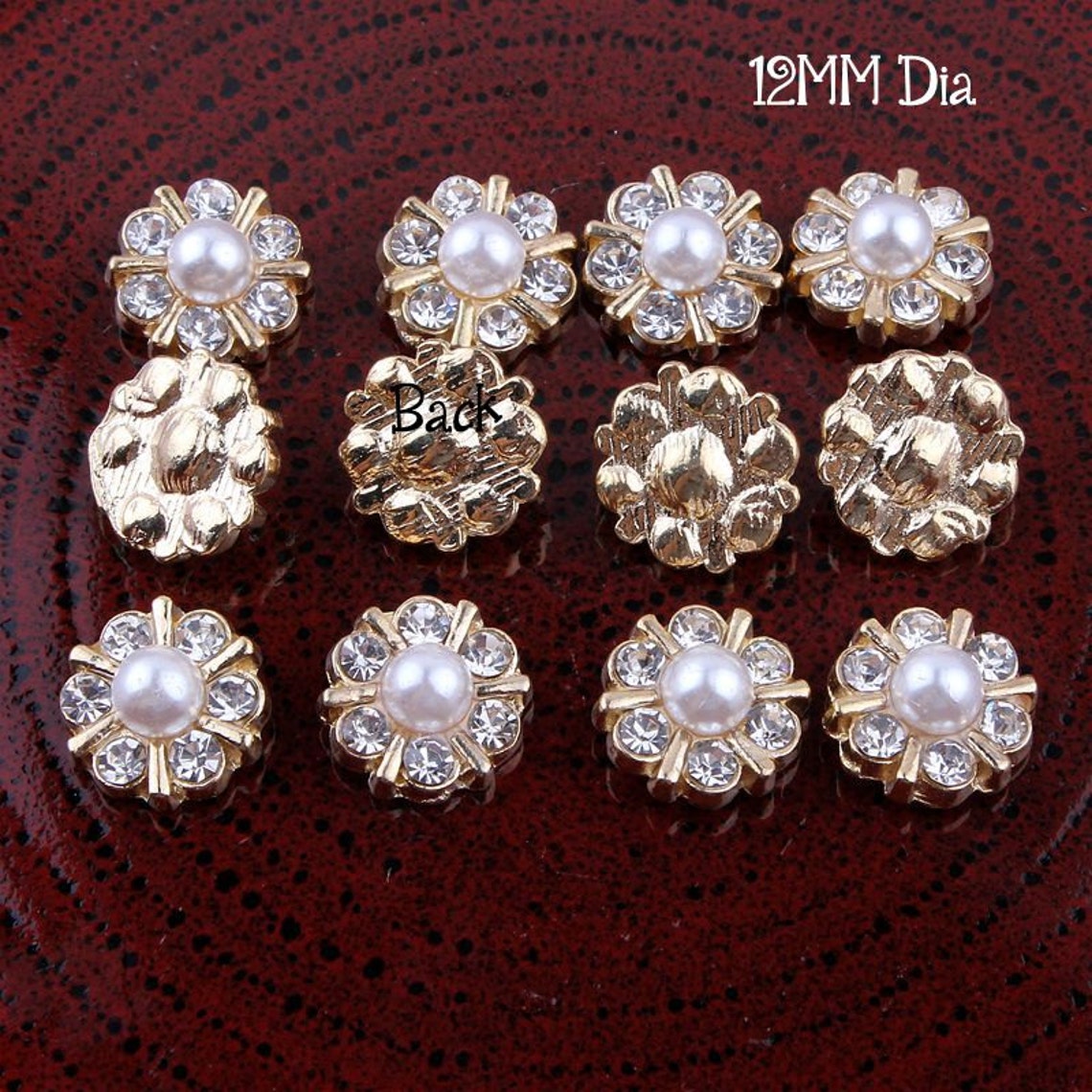 12MM Newborn Mini Shiny Decorative Metal Rhinestone Buttons for Craft ...