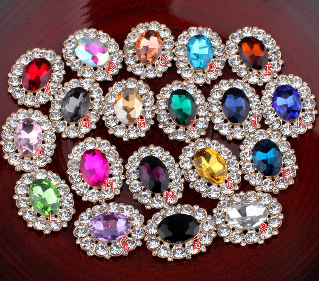 25mm*31mm Bling Oval Rhinestone Buttons for Jewelry Findings Alloy ...