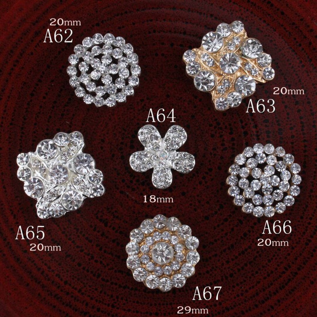 Hot Fix Vintage Round Metal Rhinestone Buttons Bling Flatback Flower ...