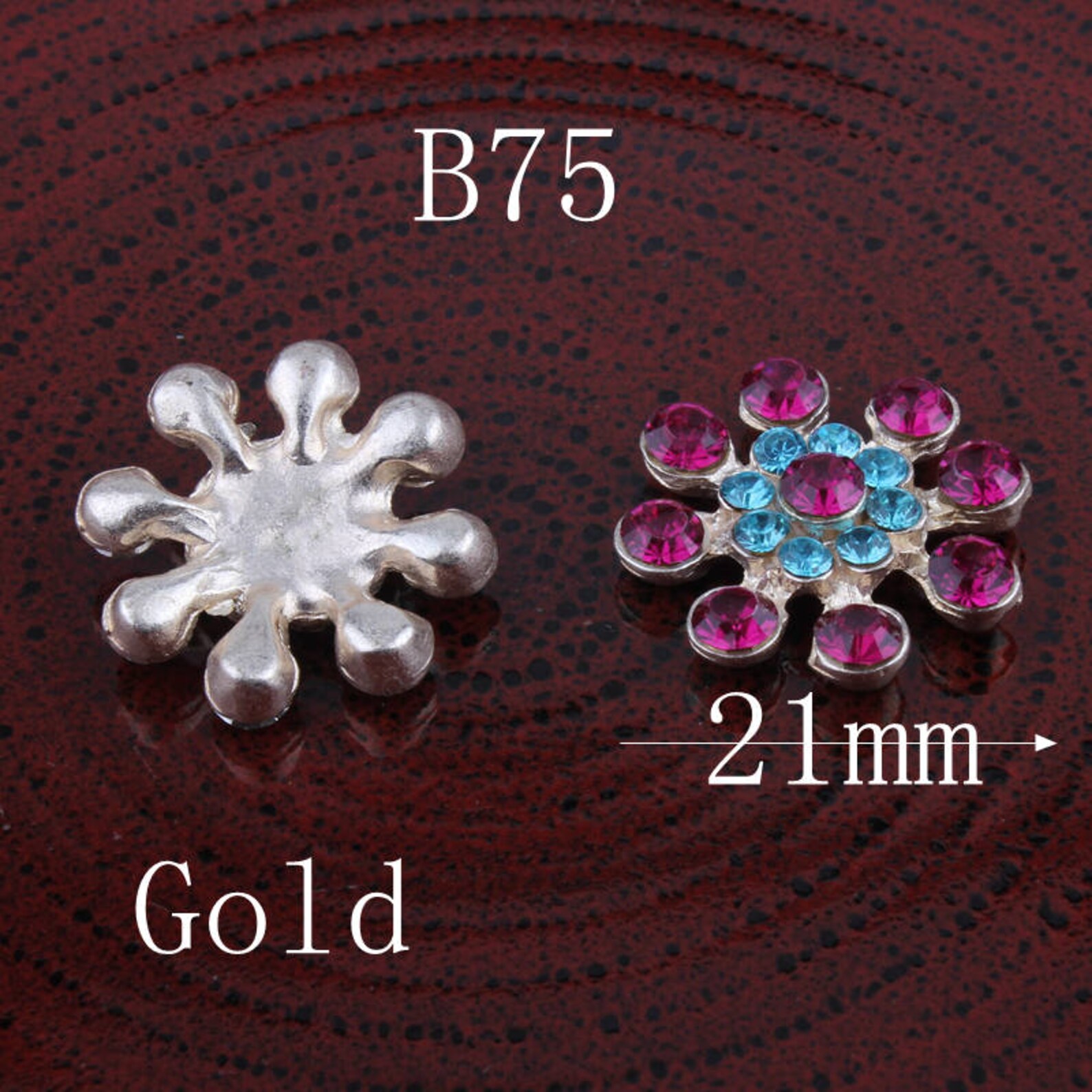 Vintage Flowers/round Colorful Rhinestone Buttons Bling Alloy Crystal ...