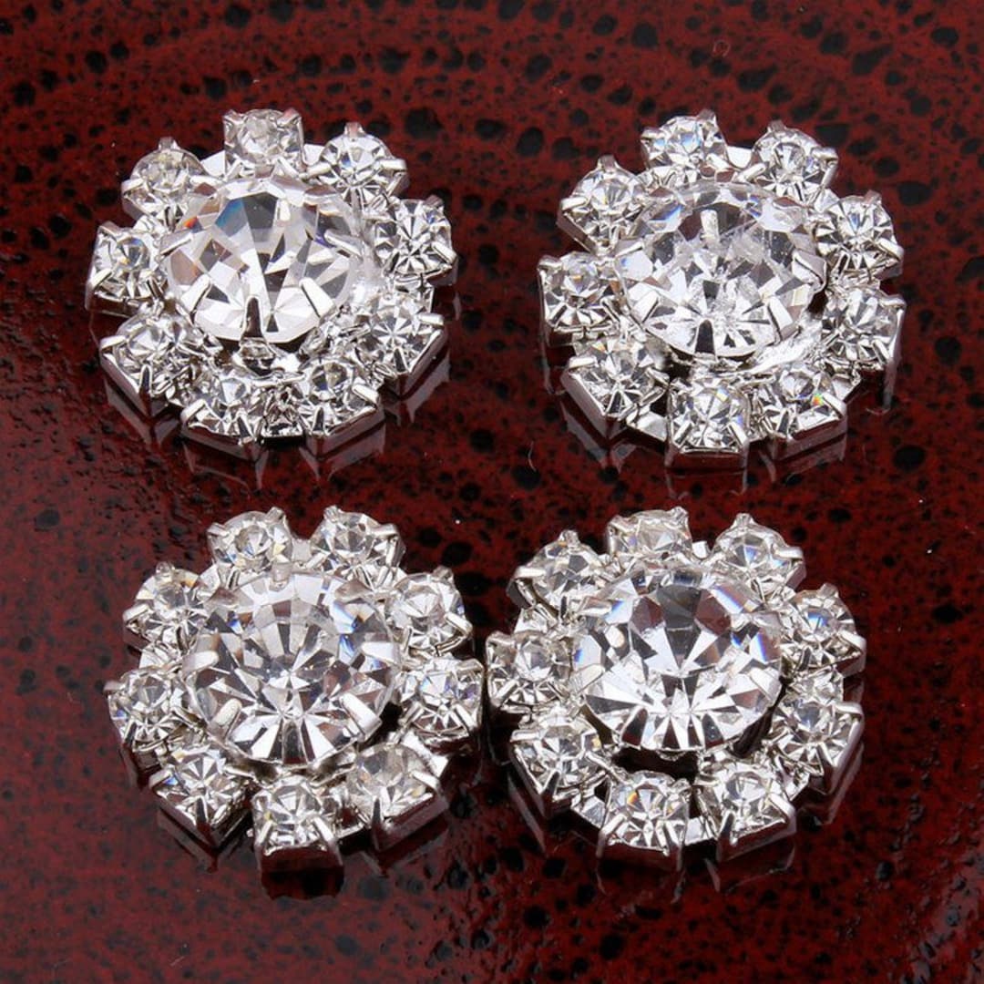 15mm Clear Alloy Crystal Flatback Buttons for Kids Girls Hair ...