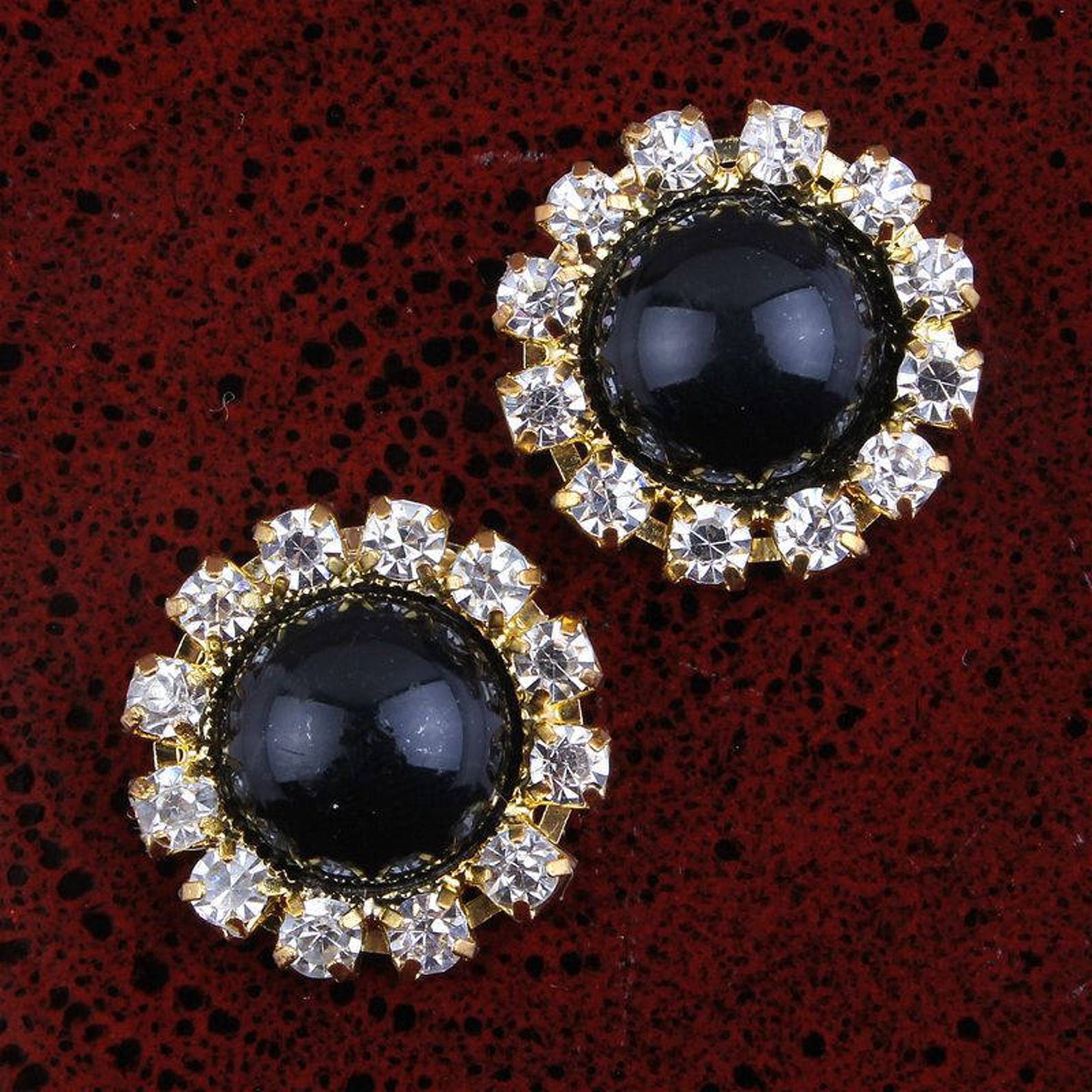Black Rhinestone Buttons Crystal Buttons Pearl Buttons Alloy | Etsy