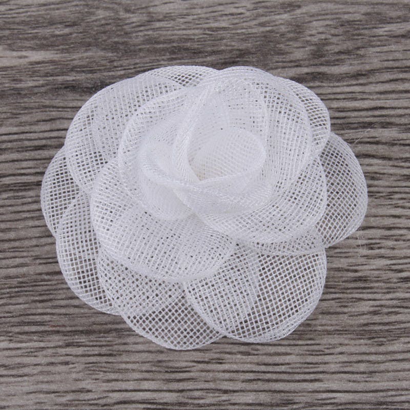 3.5cm Newborn Handmade Gauze Layered Hair Flower Vintage Rolled Rose ...