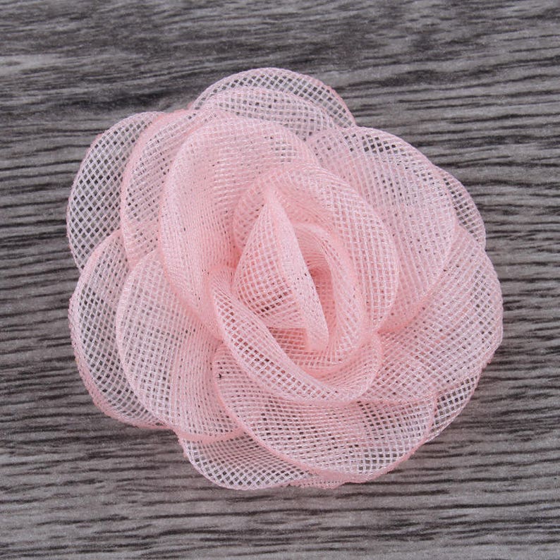 3.5cm Newborn Handmade Gauze Layered Hair Flower Vintage Rolled Rose ...